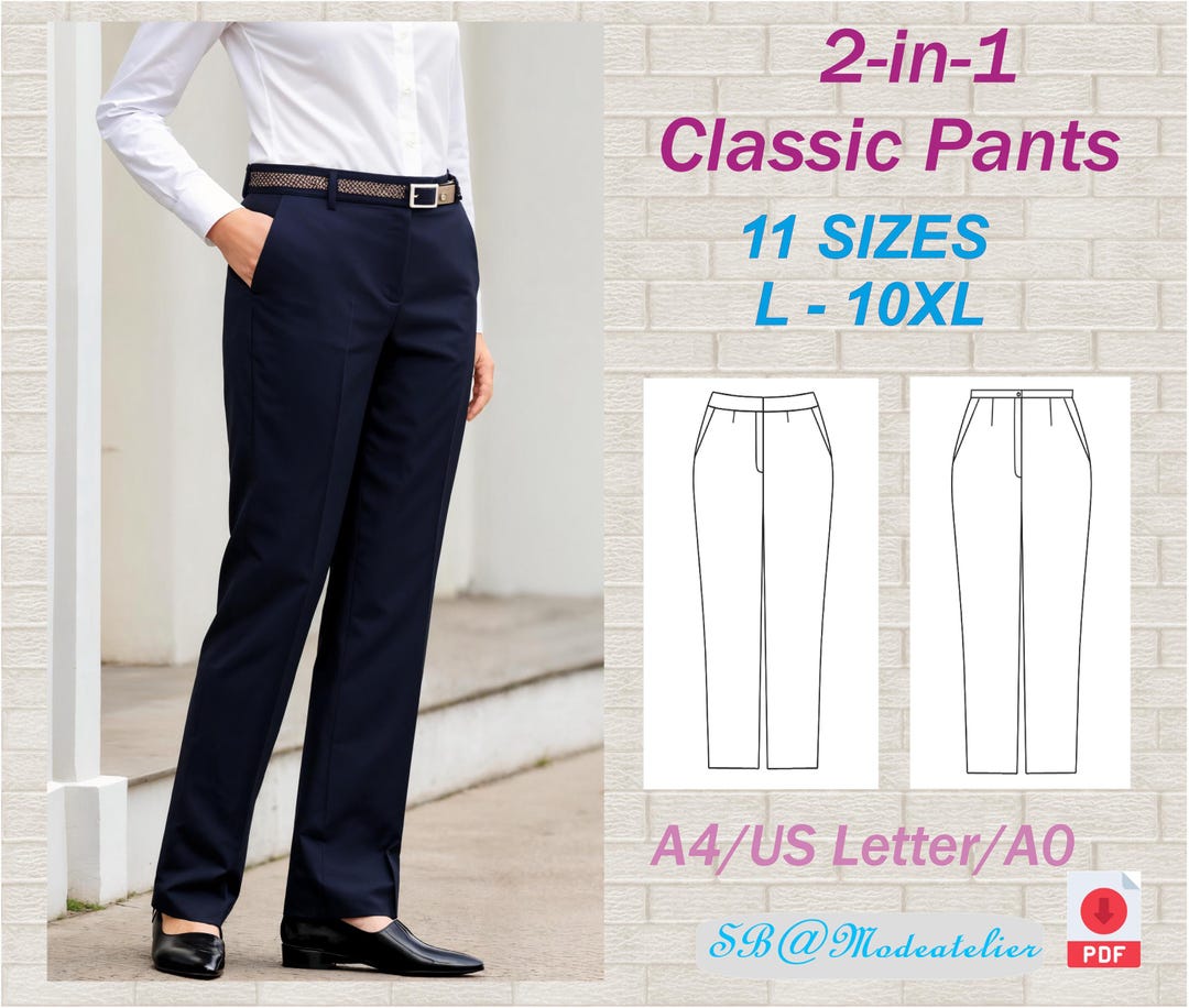 Plus Size High/low Waist Pants Sewing Pattern L-10XL (PDF Pattern) - Etsy