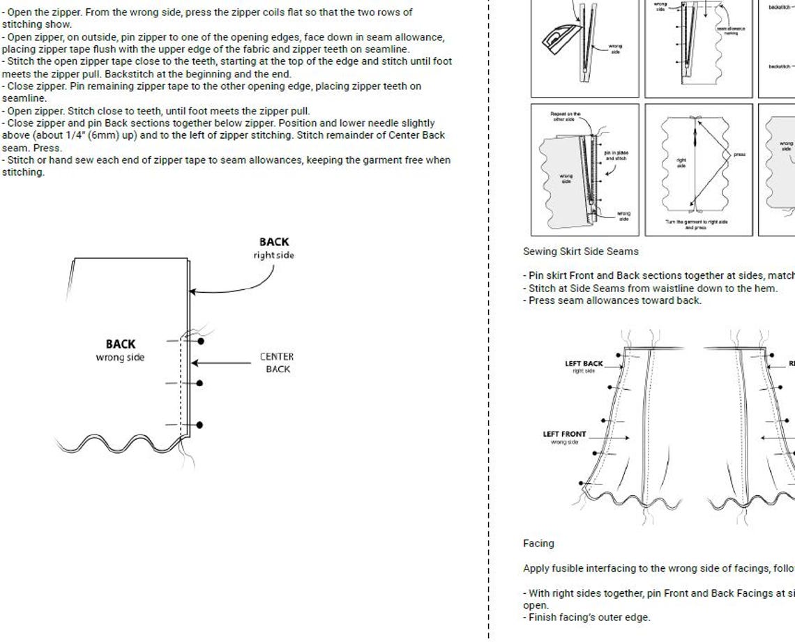 Mini Trumpet Skirt Sewing Pattern/ Mini Gored Skirt Pattern/summer ...