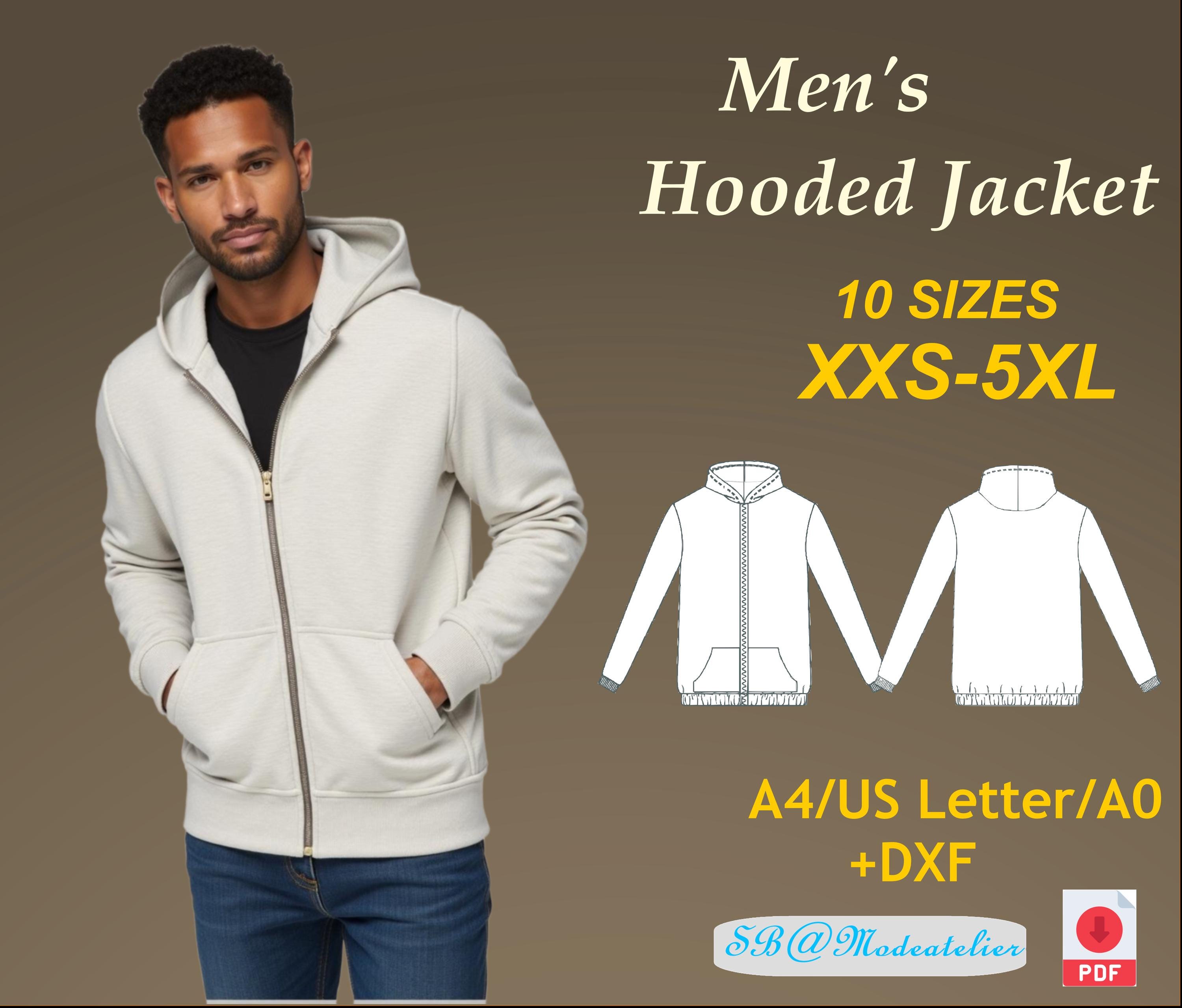 Men's Hooded Jacket Sewing Pattern: XXS-5XL (digital Download) - Etsy
