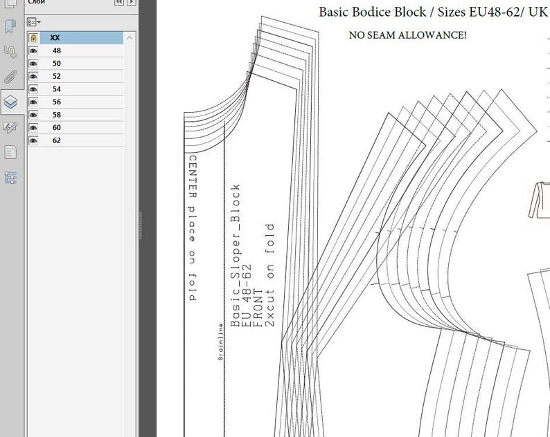Basic Bodice Block Plus Sizes/eu 48-62/ UK 22-36 /US 18-32/basic Bodice ...