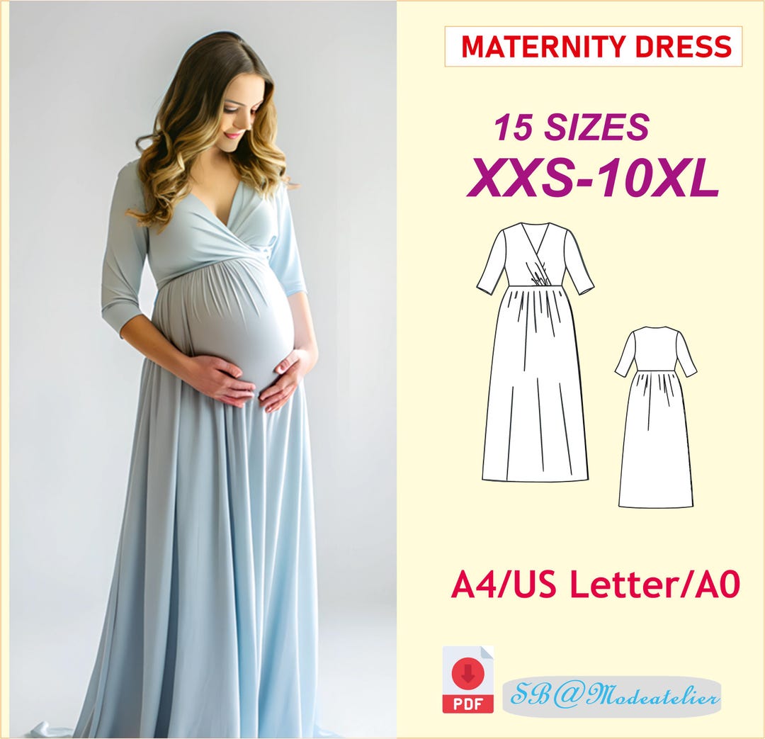 Maternity Dress Pattern/size Xxs-10xl/maternity Gown Dress Pattern ...