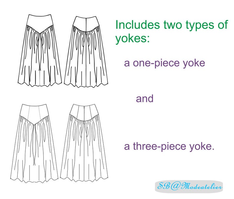 Yoke Skirt Sewing Pattern/boho Skirt Pattern/maxi Drop Waist Skirt ...