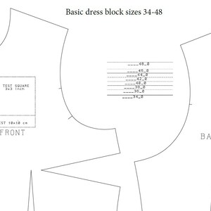 PDF Basic Dress Block Pattern | 8 Sizes | PDF Sewing Pattern |basic ...