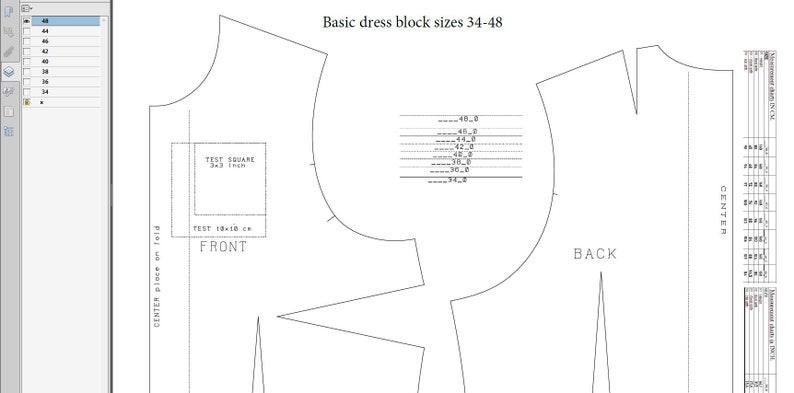 PDF Basic Dress Block Pattern 8 Sizes PDF Sewing Pattern basic Bodice ...
