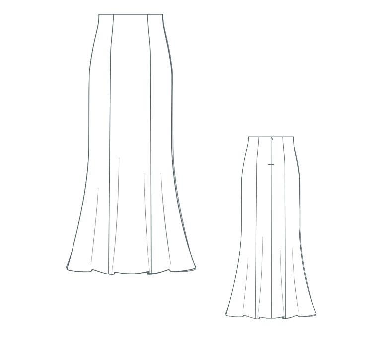 Gored Maxi Trumpet Skirt Sewing Pattern: Plus Size Bridal Skirt (PDF ...
