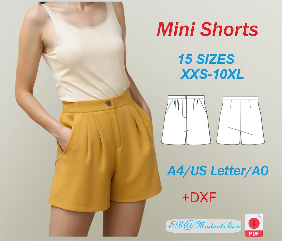 Women's Pleated Shorts Pattern/ XXS-10XL /easy Shorts Pattern/high ...