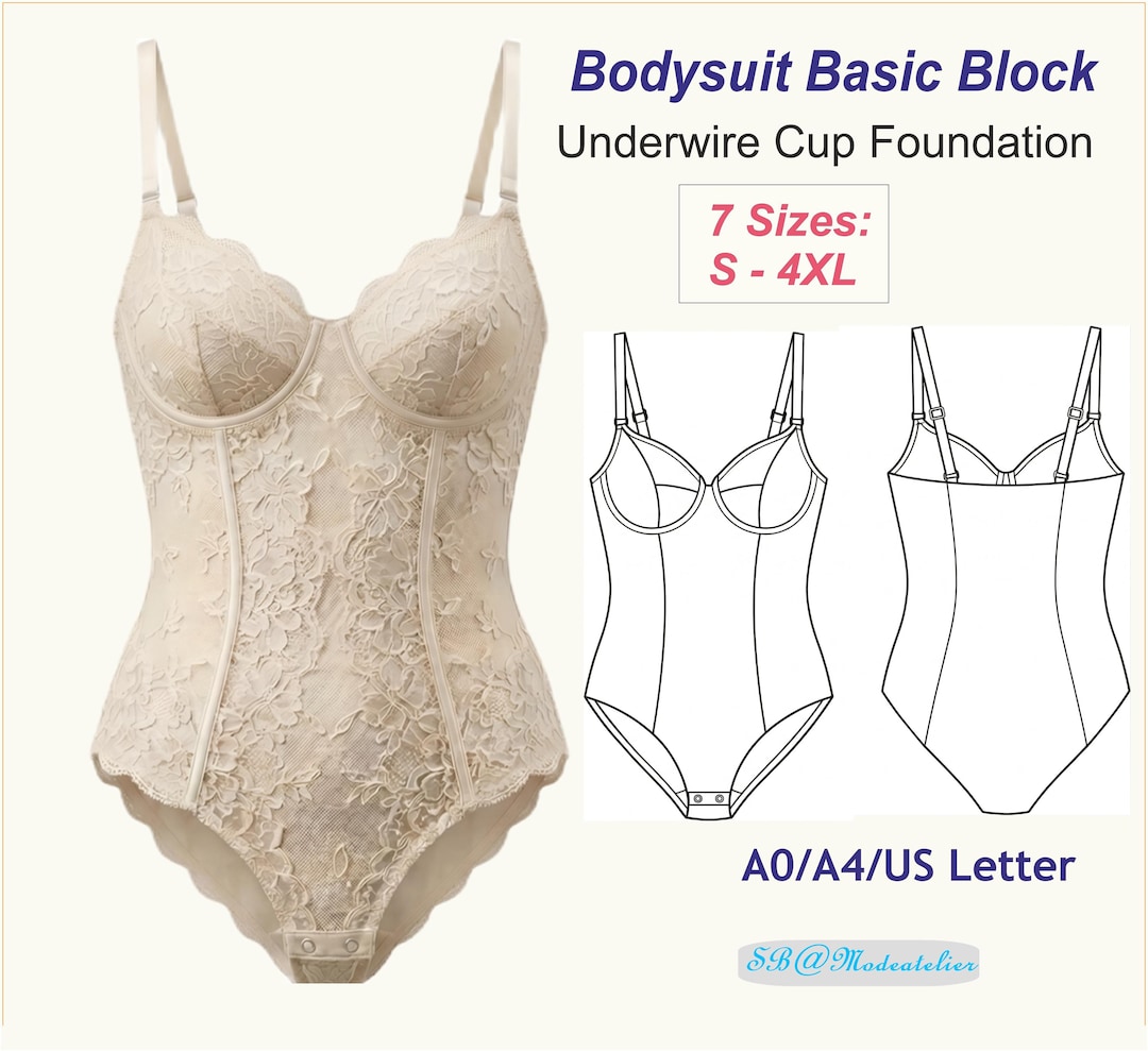 Bodysuit Block Pattern, Lingerie Sloper, Underwire Bodysuit Foundation ...