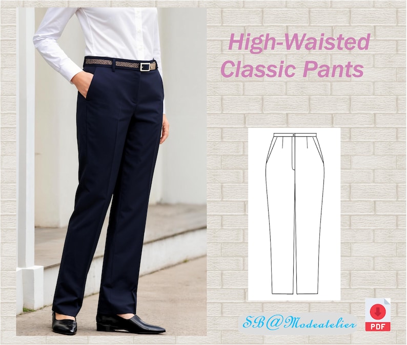 Women's Classic Pants Sewing Pattern: High/low Waist (PDF Pattern) - Etsy