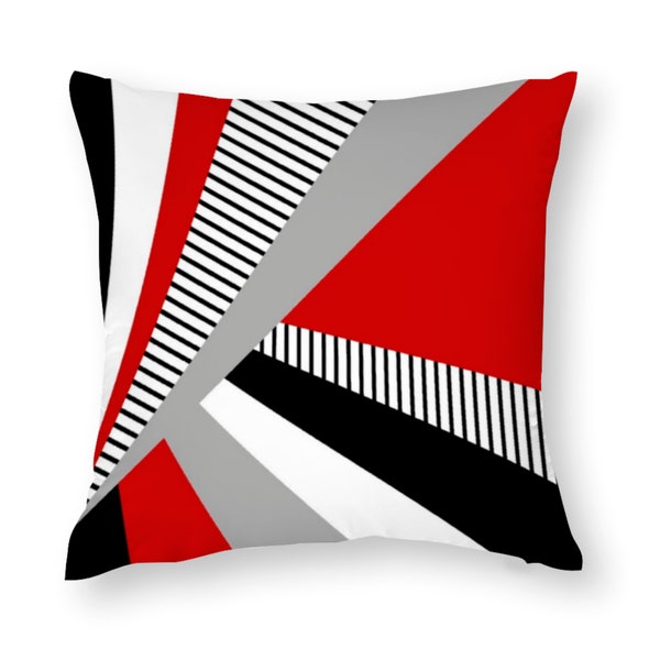 Red Geometric Pillow - Etsy