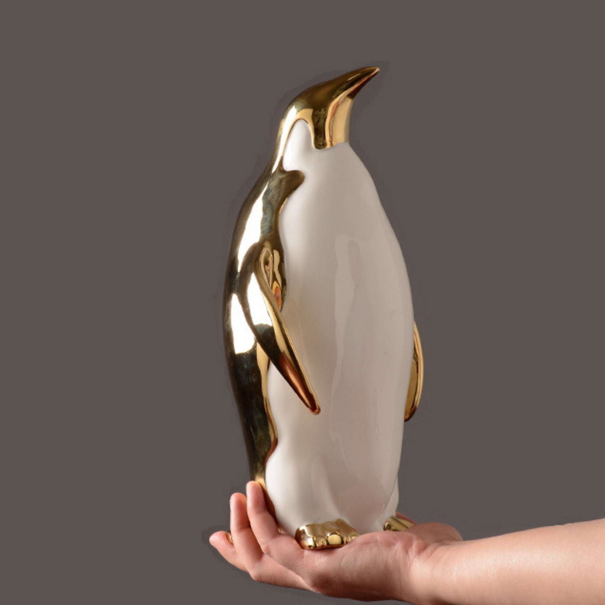 Gold Ceramic Penguin Ornament Penguin Gift Penguin Figurines | Etsy