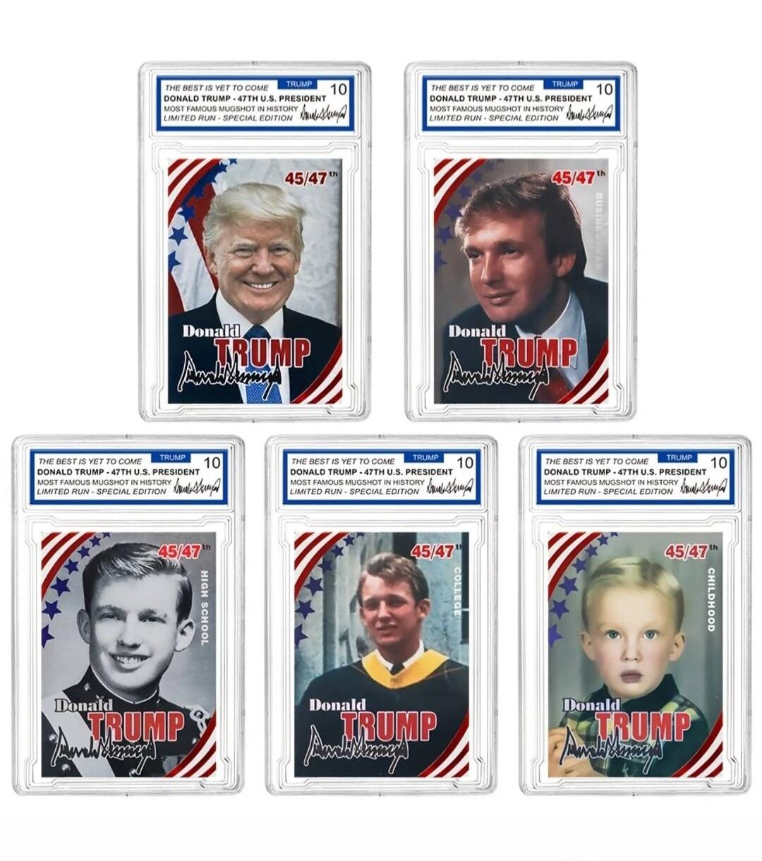 Trump Collectible Card Set, 2 Dollar Bill, Gold & Silver Coins, Poker ...