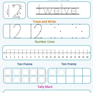 Numbers and Counting 11 to 20 Printable Workbook , Preschool Math ...