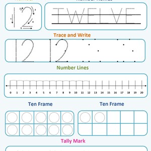 Numbers and Counting 11 to 20 Printable Workbook , Preschool Math ...