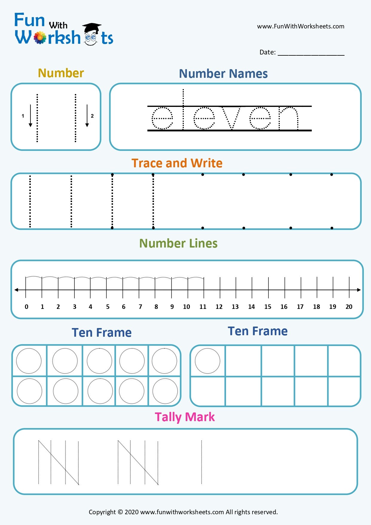 Numbers and Counting 11 to 20 Printable Workbook , Preschool Math ...