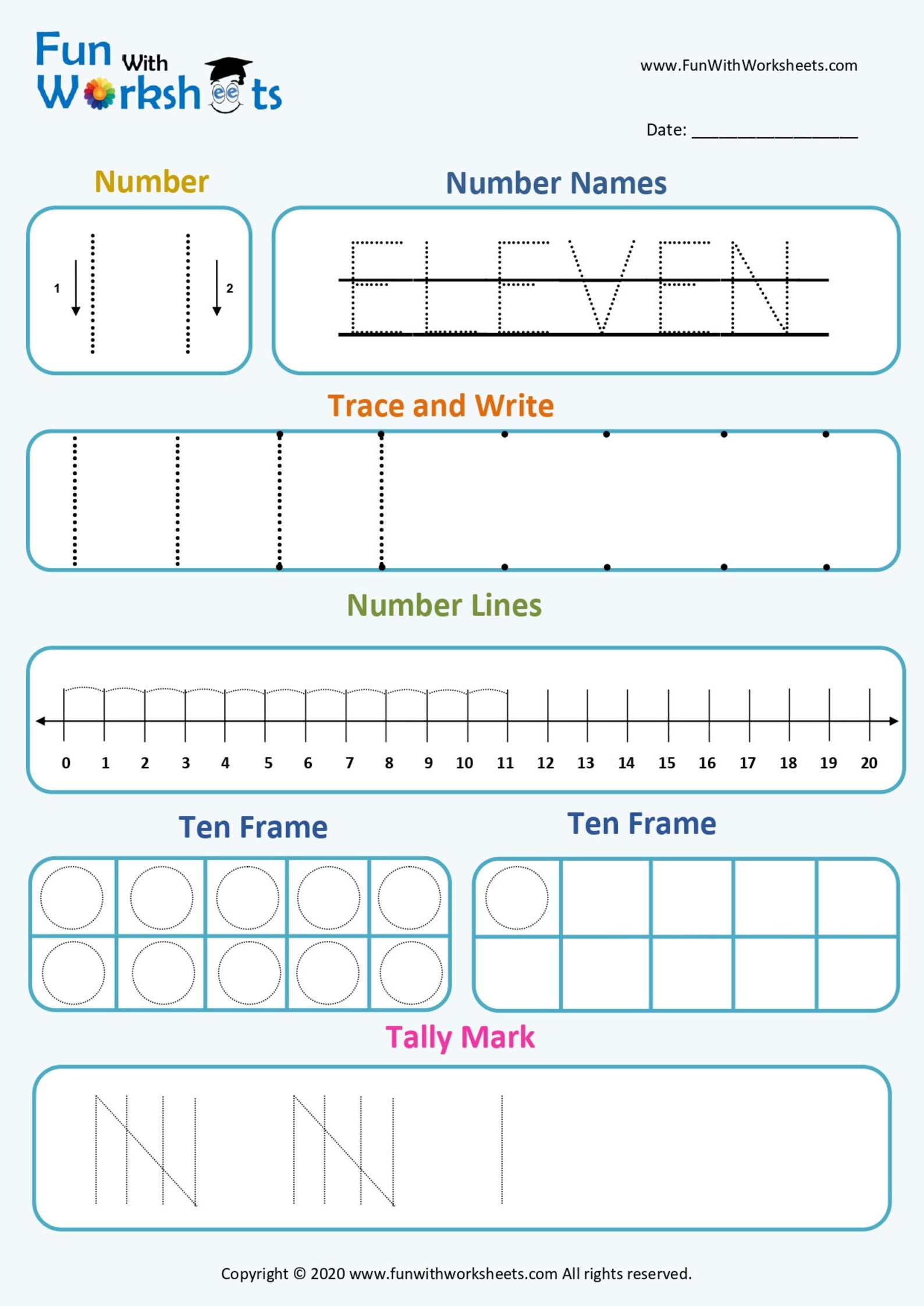 Numbers and Counting 11 to 20 Printable Workbook , Preschool Math ...