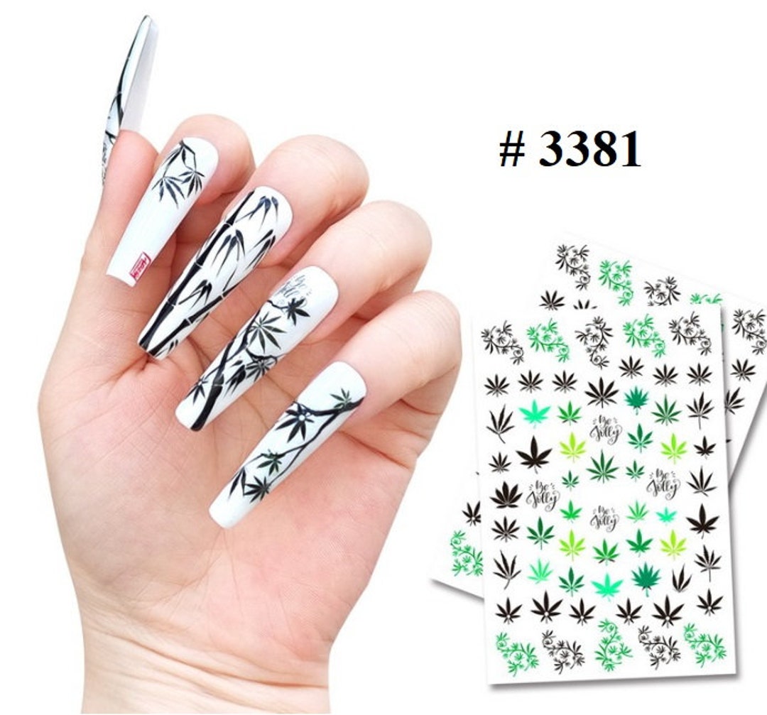 Pot Leaf Weed Marijuana Cannabis Plant Leaves Nail Sticker Self ...
