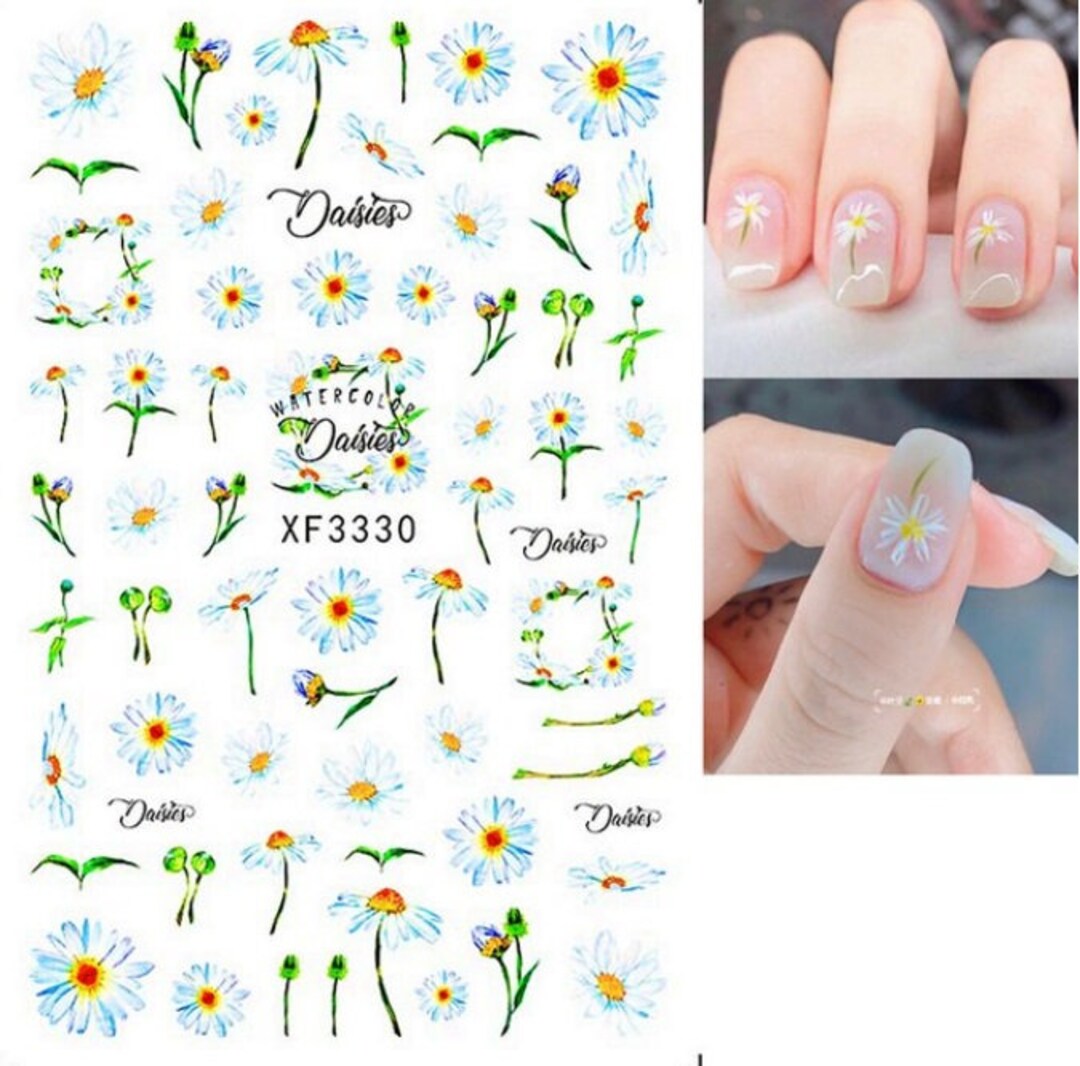 Daisy Nail Art Stickers: Spring Flower 3D Decals - Etsy