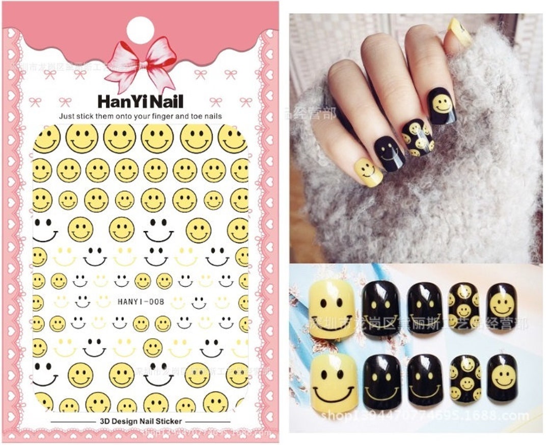 Smiley Face Nail Art Decals: Self-adhesive DIY Stickers - Etsy
