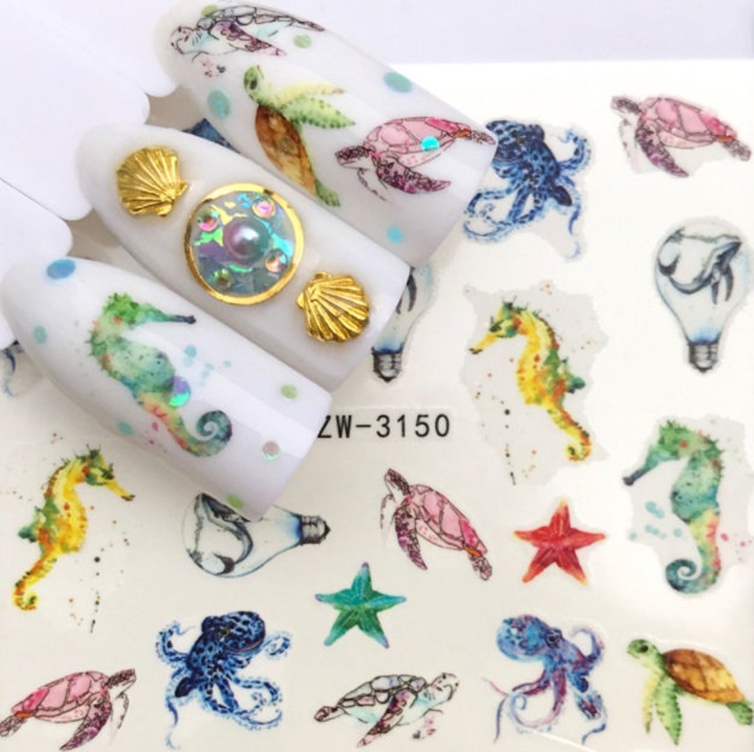 Nail Art Water Decals Nail Art Marine Life Sea Creatures Sea Tortoises ...