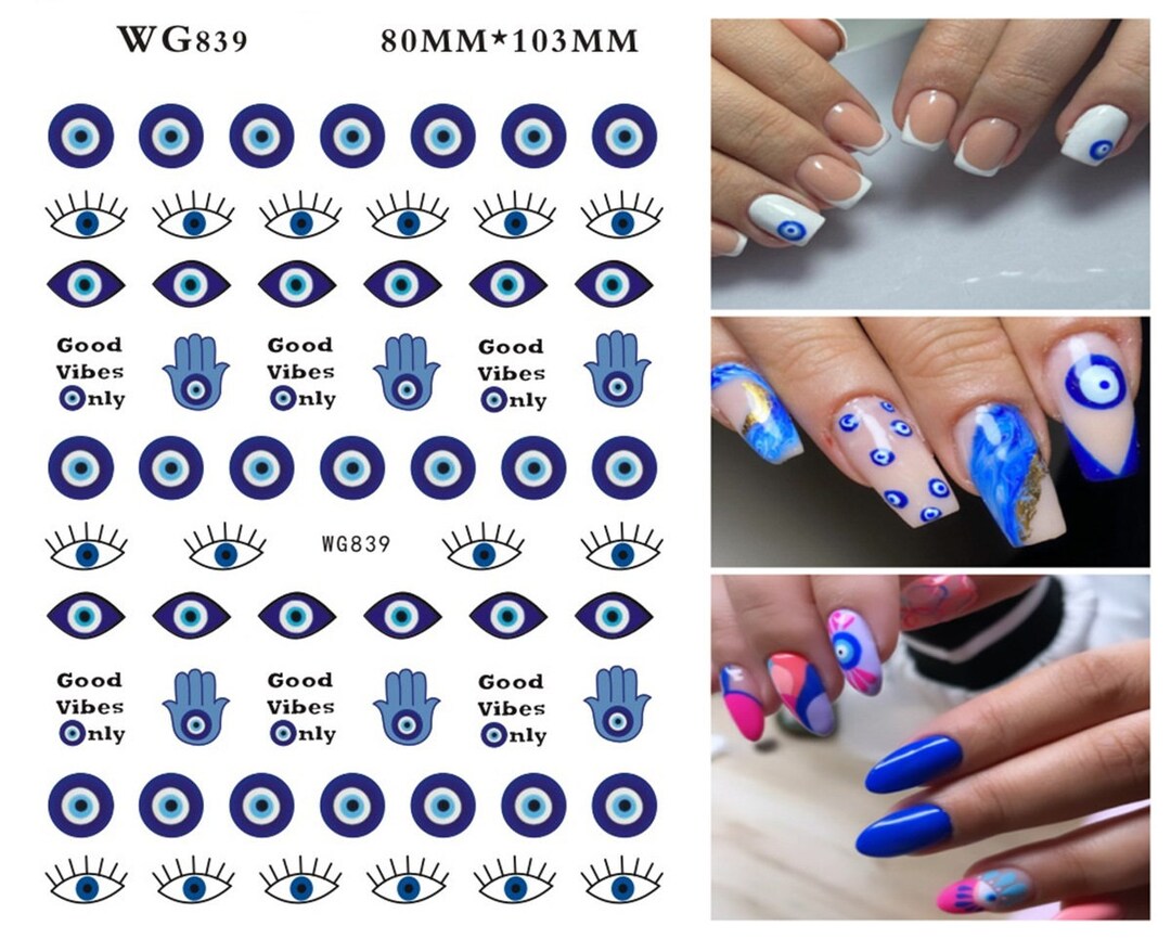 Evil Eye Nail Stickers for Nail Art, 3D Self-adhesive Witch Nail Decals ...