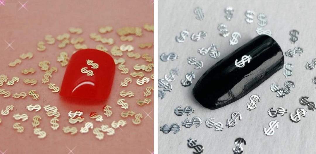 Gold/silver Dollar Sign Nail Art Decals - 10/20/50 Pcs - Etsy