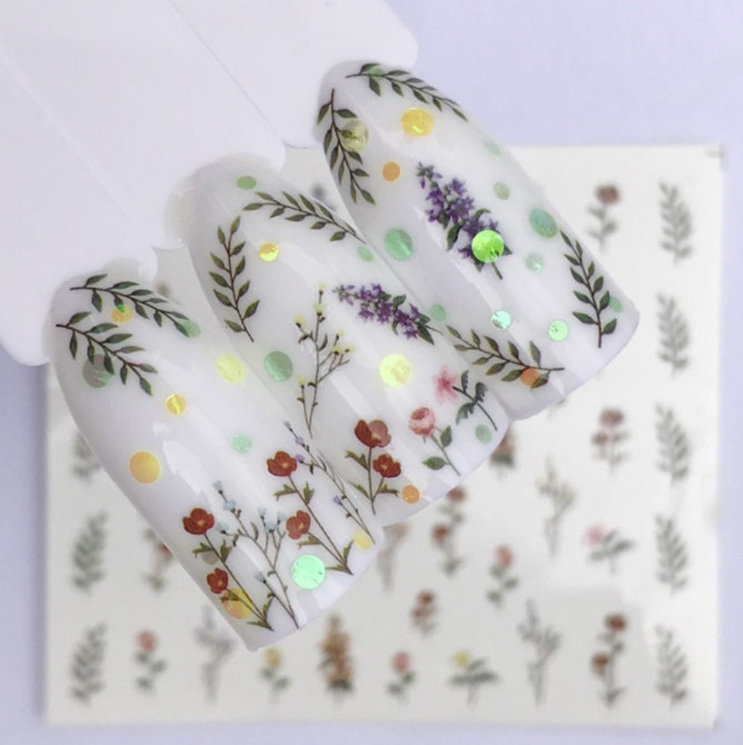 Spring Floral Nail Art Water Decals: Flower Petals & Leaves - Etsy