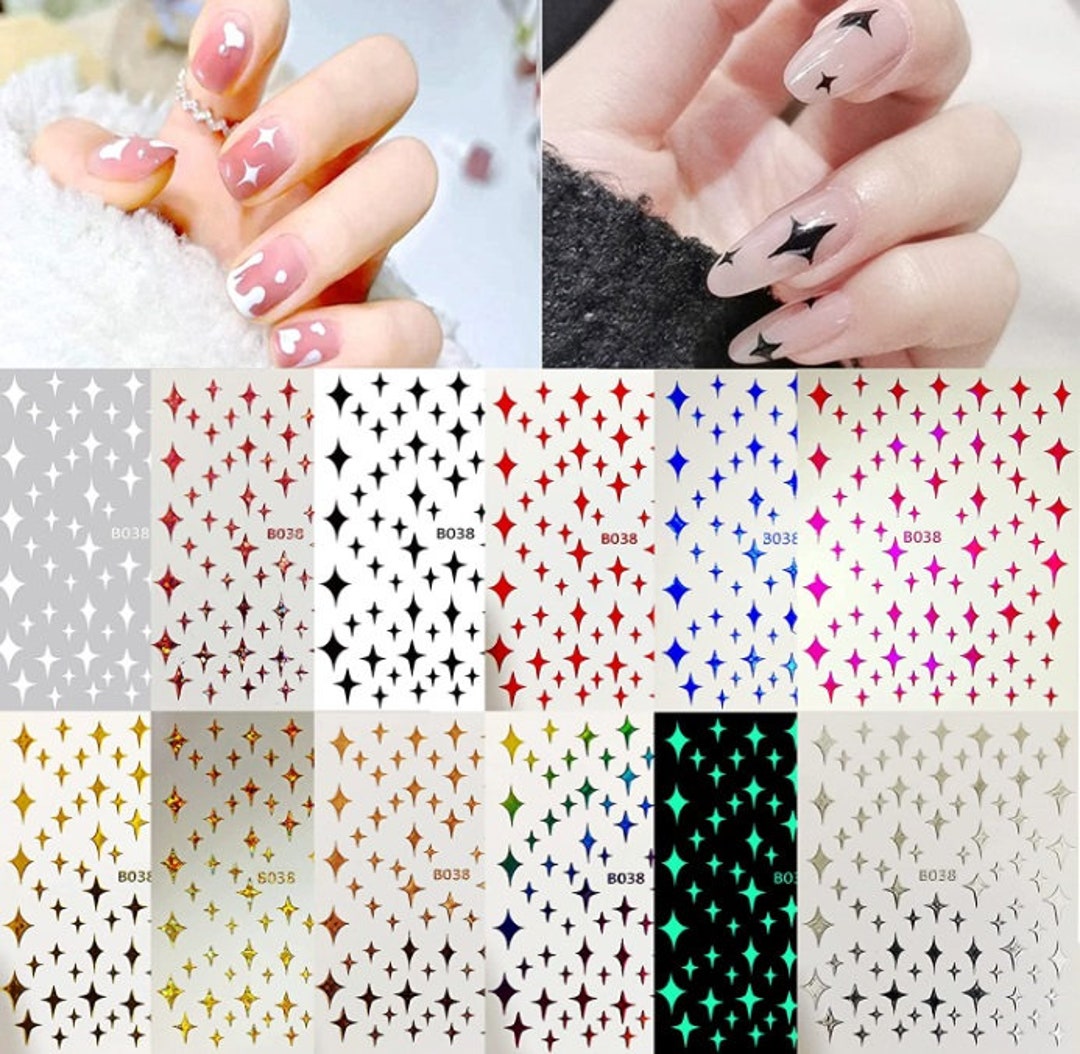 Cross-shape 4 Points Star Nail Art Stickers, Starlight Nail Sticker ...