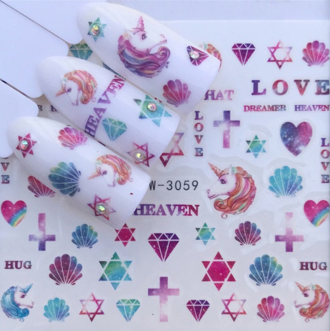Unicorn Seashell Nail Art Water Decals - Etsy