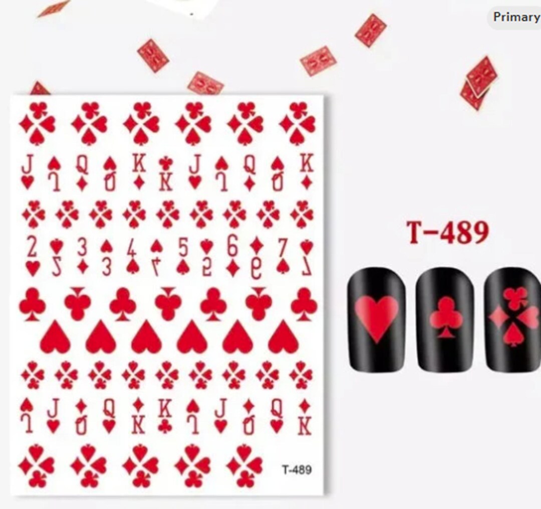 Poker Nail Art Stickers: Self Adhesive Playing Card Designs - Etsy
