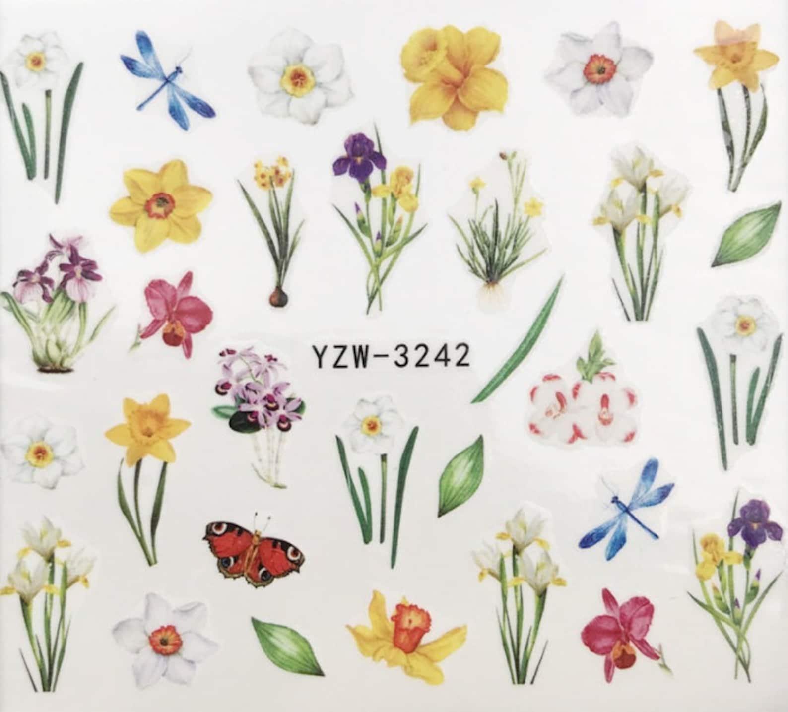 Nail Art Water Decals Transfers Spring Summer Flowers Floral Etsy