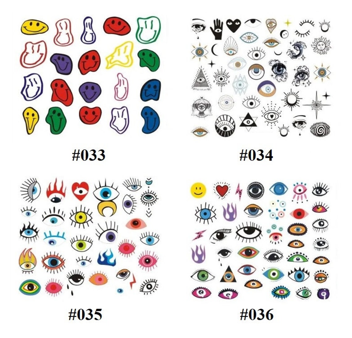 Cartoon Smiley Face Nail Art Stickers: Water Transfer Decals - Etsy UK