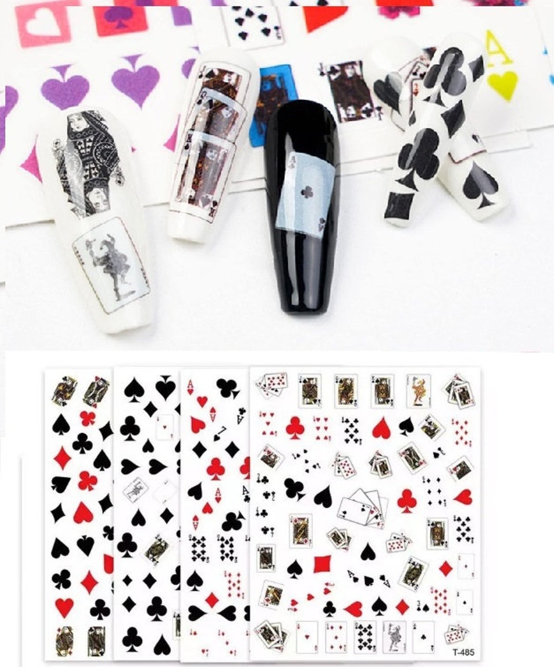 Poker Nail Art Stickers: Playing Card DIY Designs - Etsy