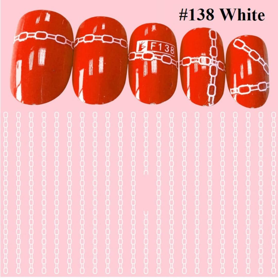 White Chain Nail Art Decals Self-adhesive Stickers DIY Nail Art Decal ...
