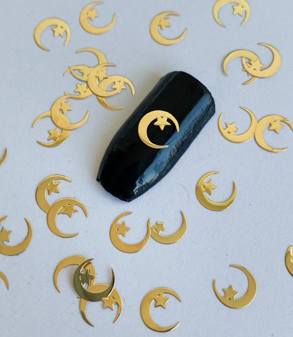 Gold Toned Metal Moon and Star Decals 10/20/50 Pieces Moon | Etsy