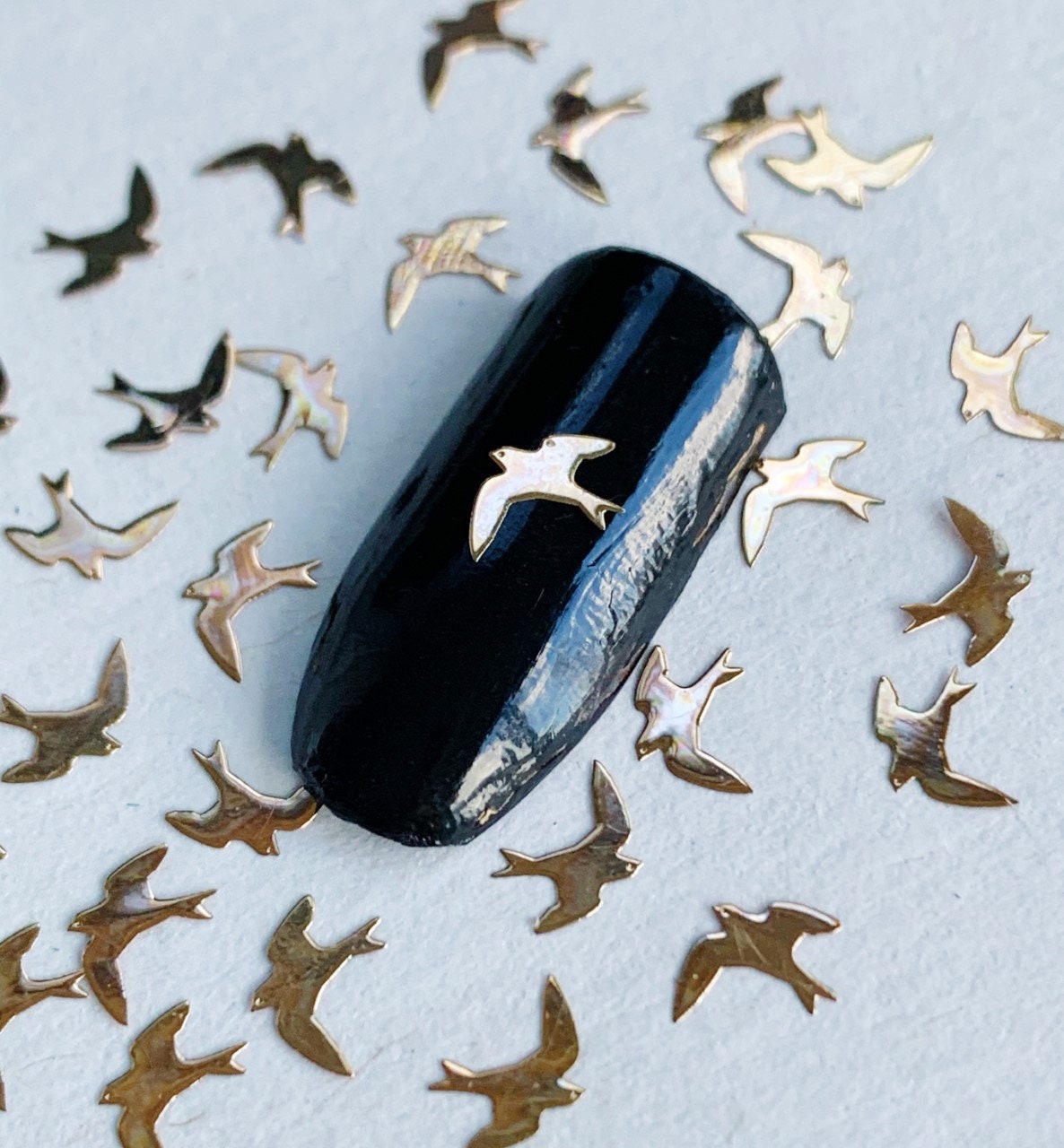 Gold Toned Metal Birds Nail Charm Nail Decals 10/20/50 Pieces Metal ...