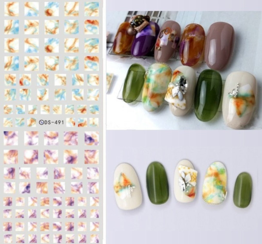 Nail Art Water Decals Stickers Transfers Nail Art Strip Mural Stained ...