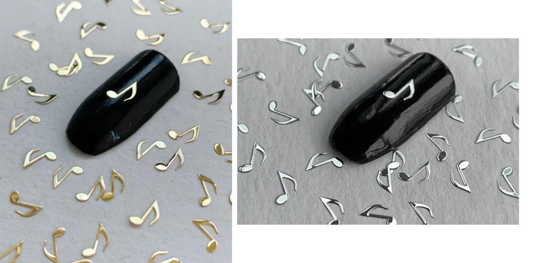 Gold / Silver Toned Metal Music Note Nail Charm, Resin Supplies, Resin ...