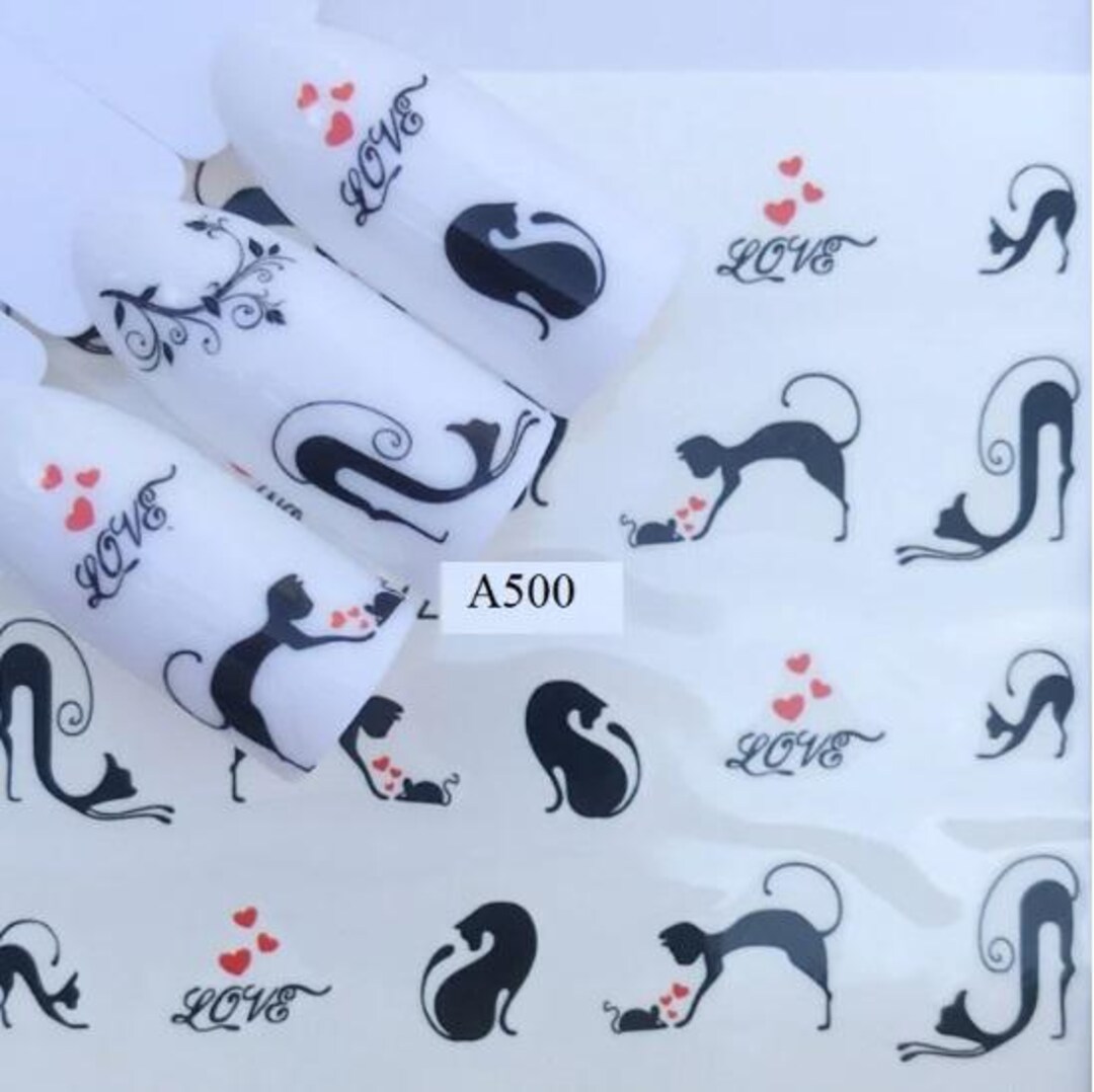 Nail Art Water Decals Cute Kitty Cats Leopard Cat Lover DIY Designs Transfer Nail Wraps #501 - Etsy