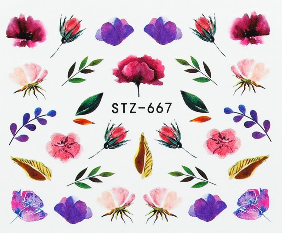 Nail Art Water Decals Stickers Transfers Spring Summer Pink Etsy