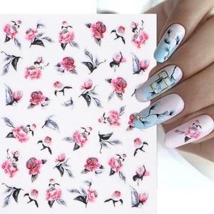 Glitter Flower Nail Art Decals: Self-adhesive DIY Stickers #2238 - Etsy