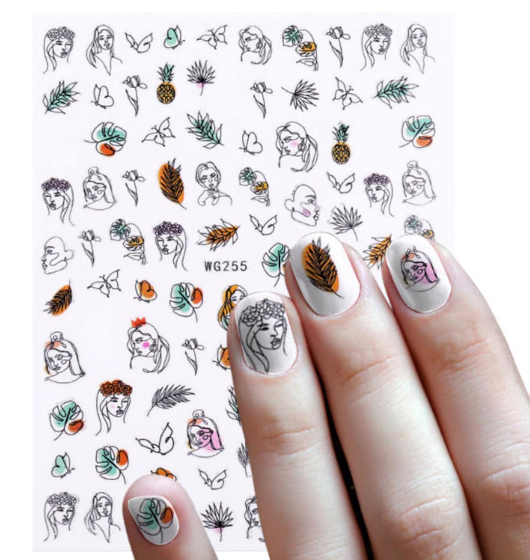 Nail Art Stickers Decals 3d Self Adhesive Bohemian Face Graffiti Design