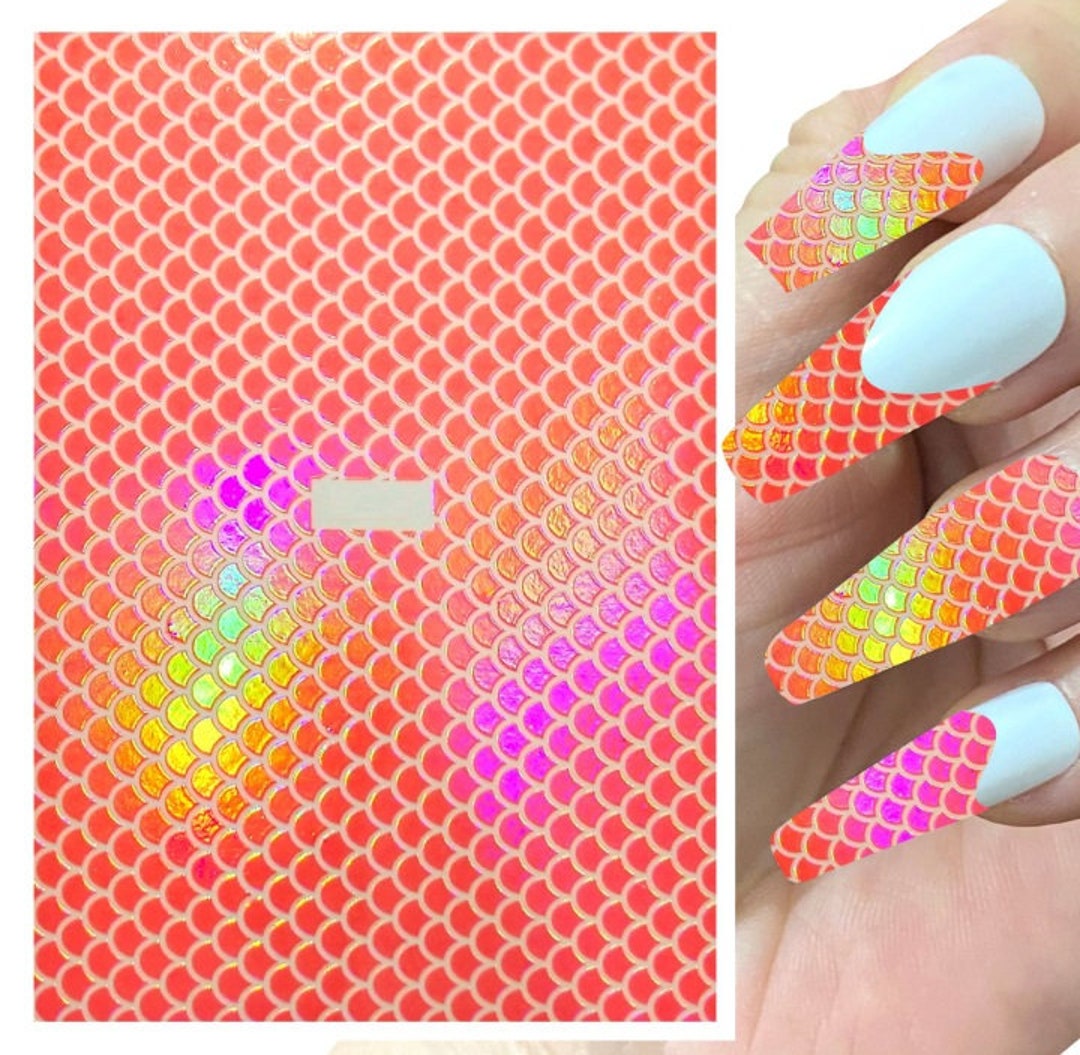 Orange Snake Skin Pattern Nail Art Stickers, Snakeskin Nail Sticker ...