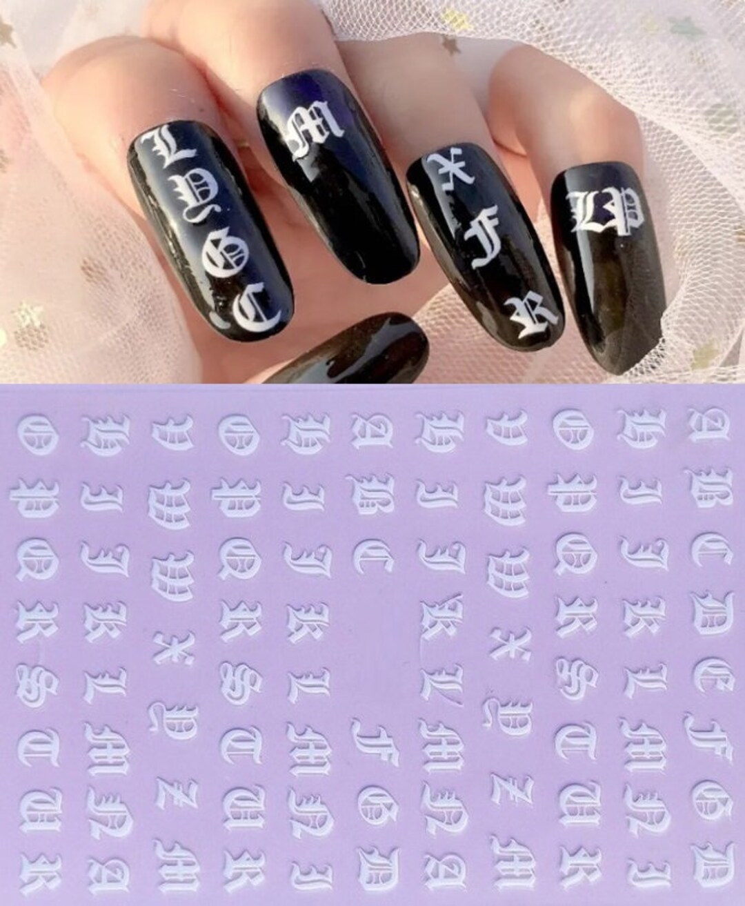 White English Letter Nail Art Decorations Love Heart Design 3D Self ...