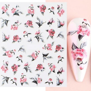 Glitter Flower Nail Art Decals: Self-adhesive DIY Stickers #2238 - Etsy