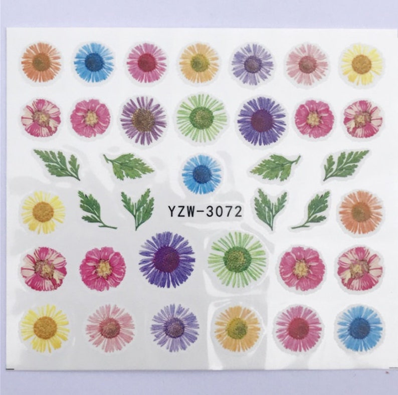 Nail Art Water Decals Stickers Transfers Spring Summer Flowers Etsy