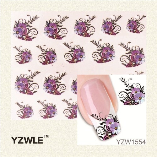 Nail Art Water Decals Stickers Pink Roses Bouquet Etsy