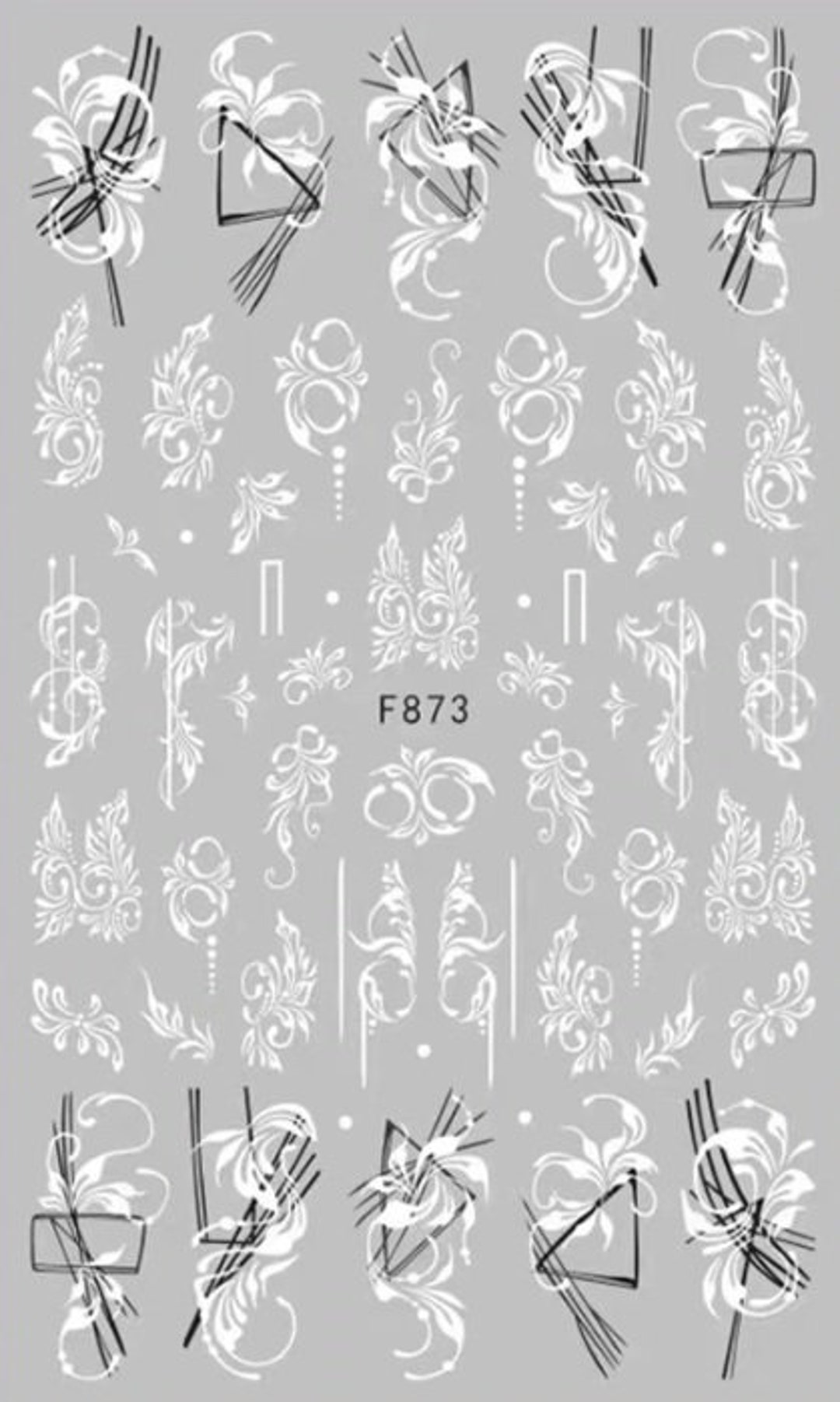 Nail Art Decals Self Adhesive Stickers Black White Wavy Leaf Flowers Floral Diy Nail Art Decal