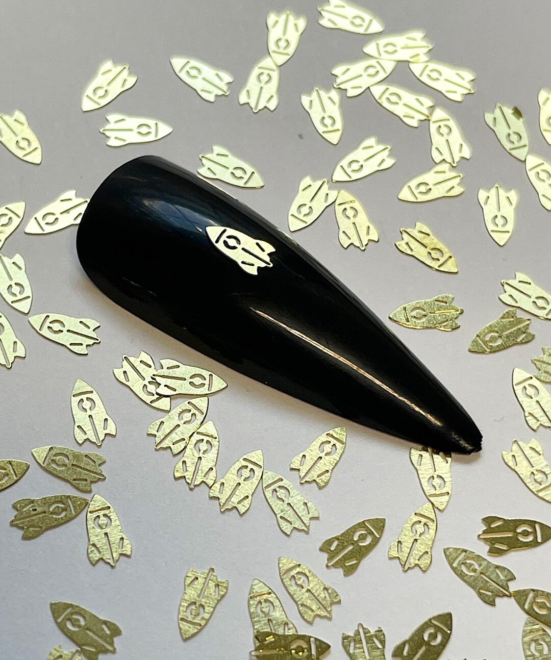 Gold Toned Metal Rocket Nail Decals 10/20/50 Pcs, Rocket Nail Glitter ...