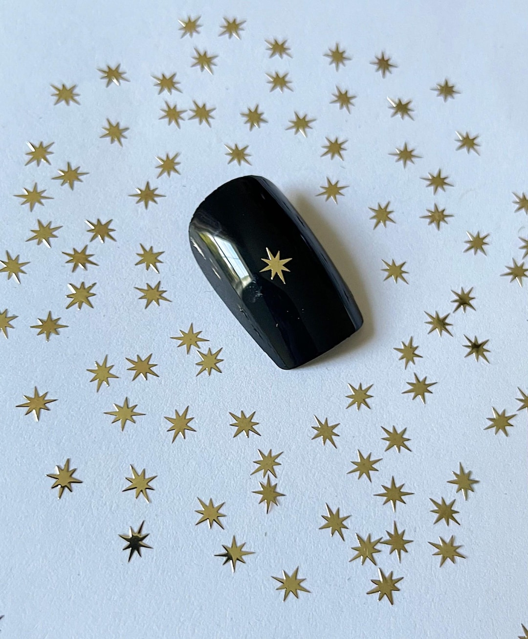 Gold Star Nail Decals: 3D Metallic Charms, DIY Manicure - Etsy