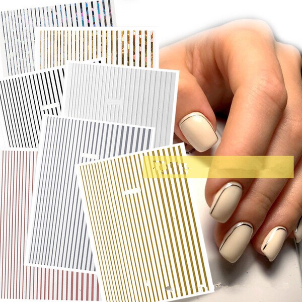 20 Sheets/set 3D Golden Nail Stickers Aesthetic Nail Sticker Nail Decal ...